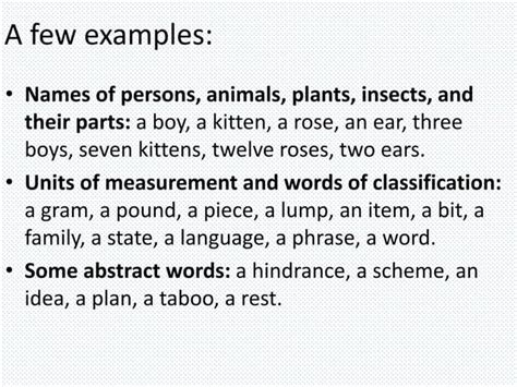Classes Of Nouns Subcategorization Restriction In English Pptx