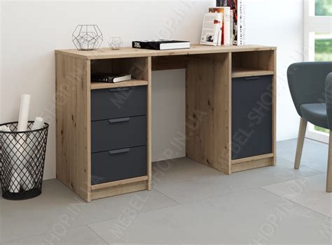 Письменный Стол с Выдвижными Ящиками и Полками Внутри Дуб Артизан антрацит — в Категории