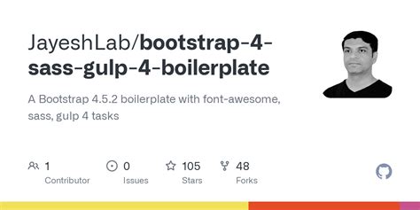 Github Jayeshlabbootstrap 4 Sass Gulp 4 Boilerplate A Bootstrap 452 Boilerplate With Font