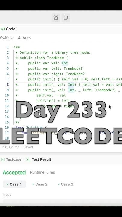 Day 233 Leetcode Problem 112 Swift Daily Coding Faang Swiftui Challenge Youtube