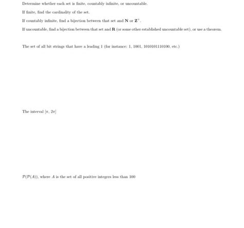 Solved Determine Whether Each Set Is Finite Countably Chegg