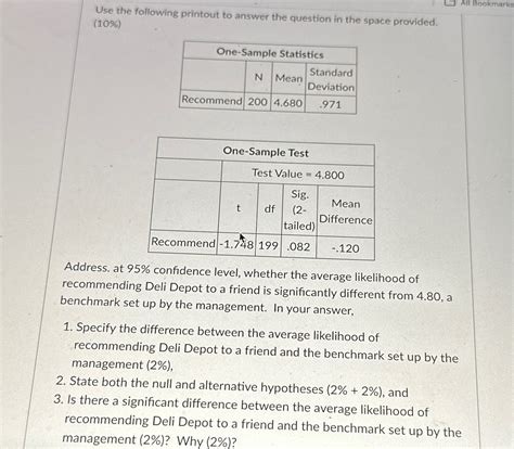 Solved Use The Following Printout To Answer The Question In