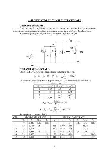 Scs Amplificator Cu Circuite Cuplate Laborator [doc]