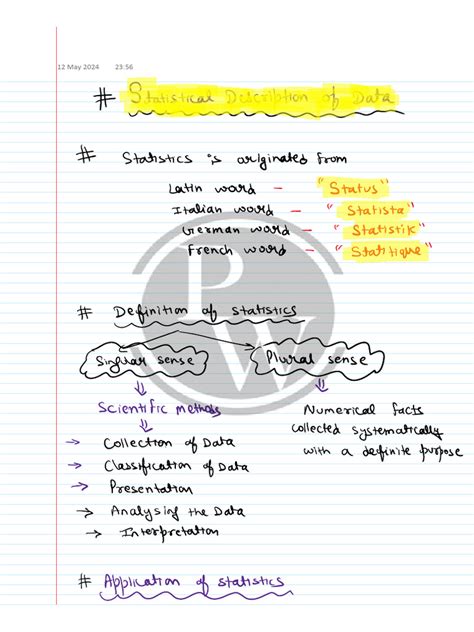 Statistical Description Of Data Handwritten Notes Ca Foundation Pdf