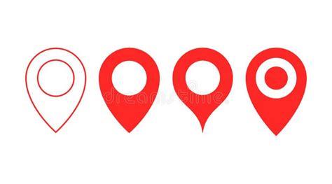 Outline And Shape Red Pin Location Gps Icon Set Geometric Marker Map