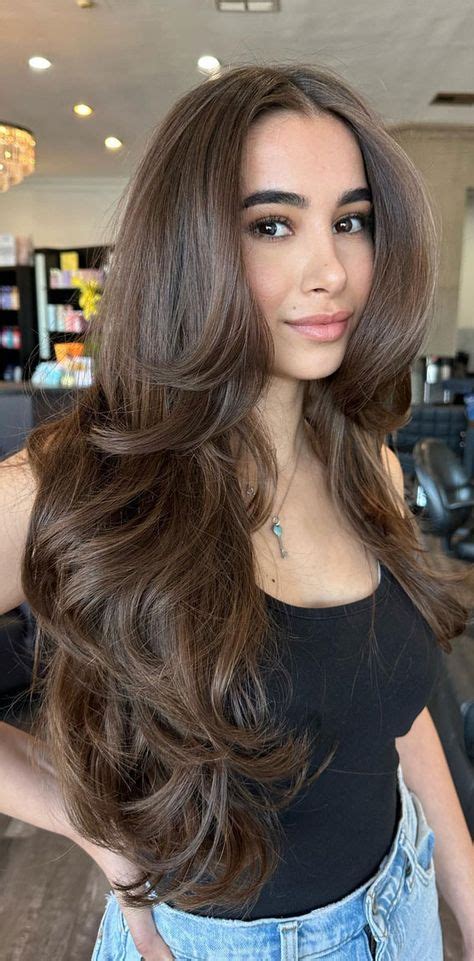 Long Layers With Curtain Bangs Thick Wavy Hair