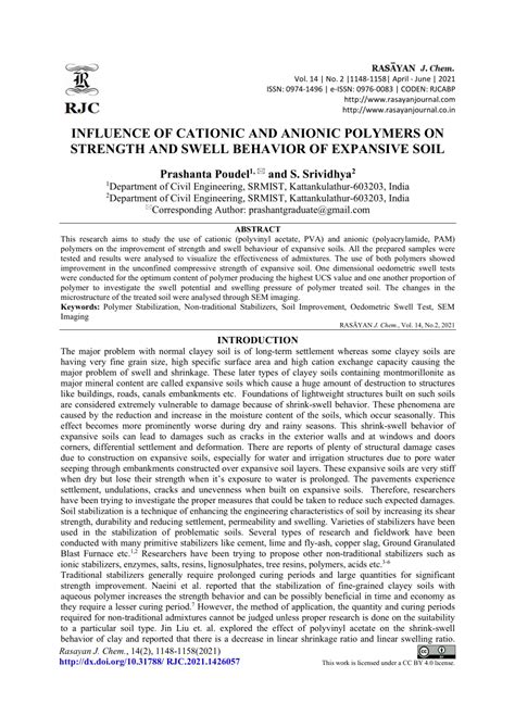 Pdf Influence Of Cationic And Anionic Polymers On Strength And Swell