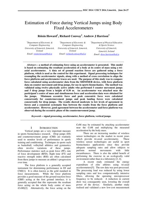 Pdf Estimation Of Force During Vertical Jumps Using Body Fixed Accelerometers