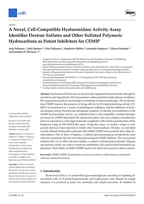 Pdf A Novel Cell Compatible Hyaluronidase Activity Assay Identifies