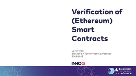 Verification Of Smart Contracts INNOQ