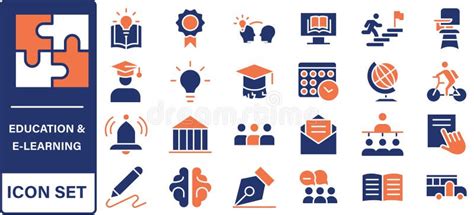 Online Education And E Learning Line Icons Distance Learning Collection Outline Icons