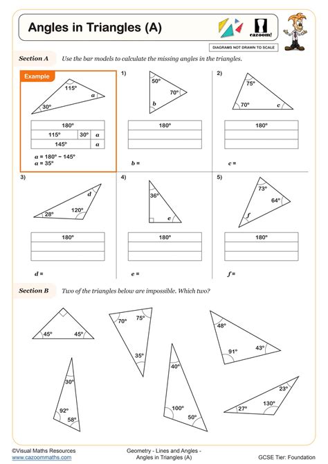 Angles In Triangles A Worksheet Fun And Engaging Year 7 And Year 8