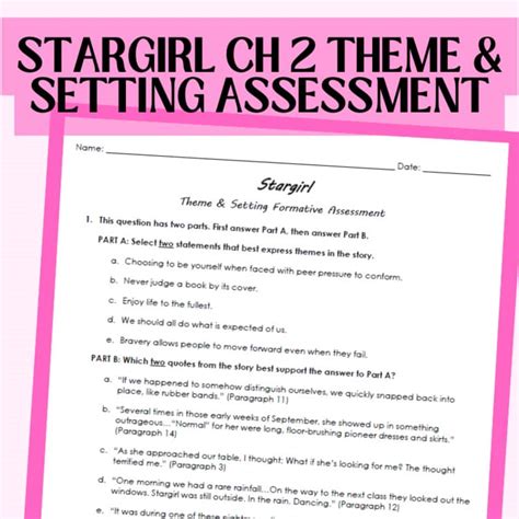 Stargirl Chapter 2 Setting And Theme Assessment Questions Tpt