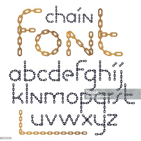 고립 된 벡터 영어 알파벳 문자의 집합입니다 낮은 경우 크리에이 티브 글꼴 철 체인 연결 연결 강철에 대한 스톡 벡터 아트 및 기타 이미지 Istock