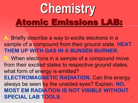 Atomic Emission Lab Chemistry Experiment Spectra Analysis