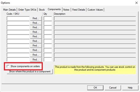 product components in one stop order processing