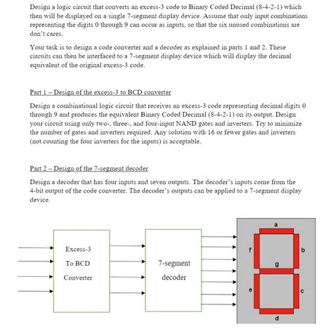 Solved Design A Logic Circuit That Converts An Excess 3 Code