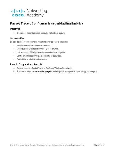 5 1 2 6 Packet Tracer Configure Wireless Security Pdf Contraseña Enrutador Computación