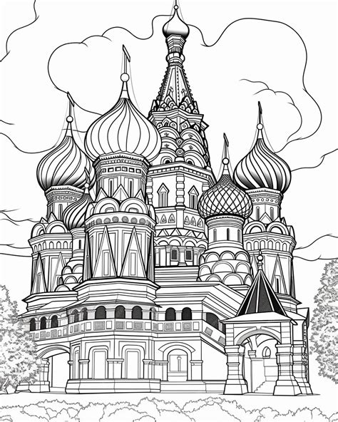 St Basils Cathedral Style Coloring Pages Premium Ai Generated Image