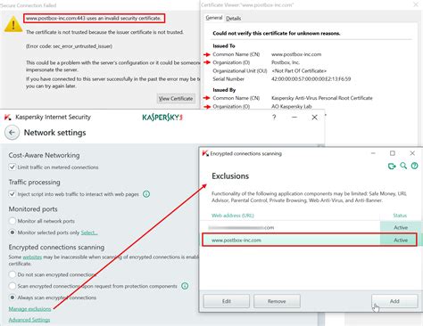 Invalid Security Certificate Error When Using Kaspersky Avast Or