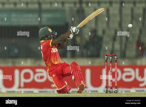 Zimbabwes Tinashe Kamunhukamwe Plays A Shot During The First Twenty20