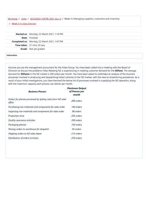 Week 5 In Class Exercise Attempt Review My Home Units Accg3001