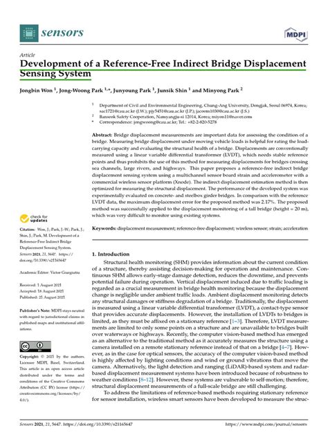 Development Of A Reference Free Indirect Bridge Displacement Sensing