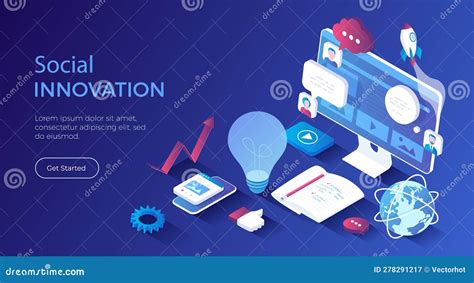Social Innovation Idea Strategy Technology Innovative Approaches Cartoon Vector