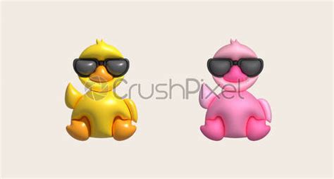 3d Iconrubber Duck Wearing Black Glasses Or Ducky Bath Toy Stock