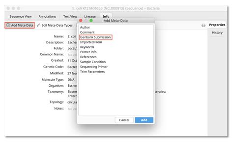 how do i add custom metadata fields to my sequence geneious