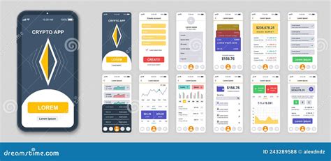 Set Of Ui Ux Gui Screens Cryptocurrency App Flat Design Template For Mobile Apps Responsive