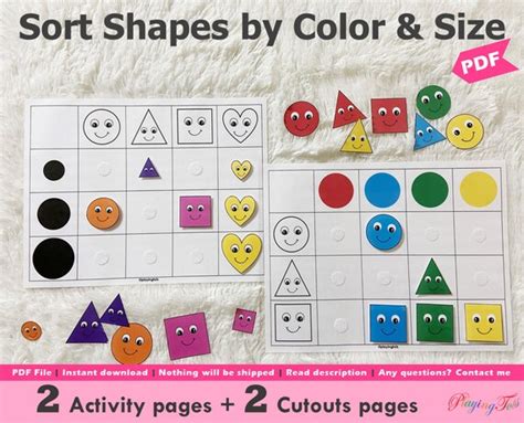 Colors Sorting And Size Sorting Activity Printable Babe Etsy