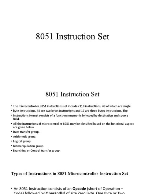 8051 Instruction Set Pdf Subroutine Computer Architecture