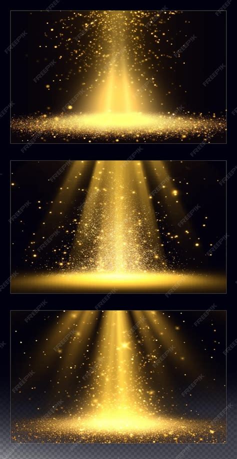 골드 배경 위에 무대 스팟 조명 프리미엄 Psd 파일