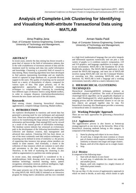 Pdf Analysis Of Complete Link Clustering For Identifying And