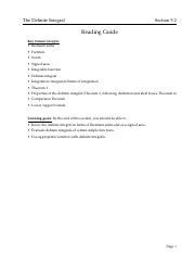 Understanding The Definite Integral Key Terms Properties And Course Hero