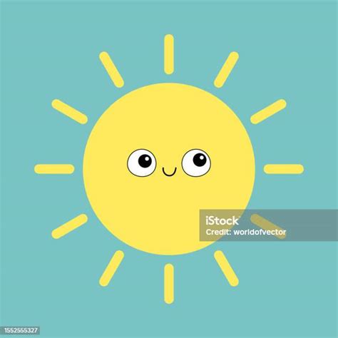 태양이 빛나는 아이콘입니다 귀여운 만화 재미있는 웃는 캐릭터 행복한 감정의 카와이 얼굴 안녕하세요 여름입니다 베이비 컬렉션 플랫