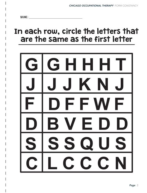 Visual Perceptual Activity Worksheets Chicago Occupational Therapy Worksheets Library