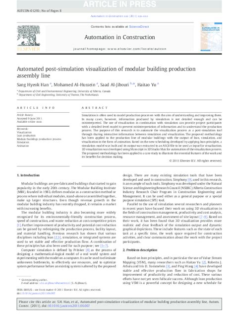 Pdf Automated Post Simulation Visualization Of Modular Building