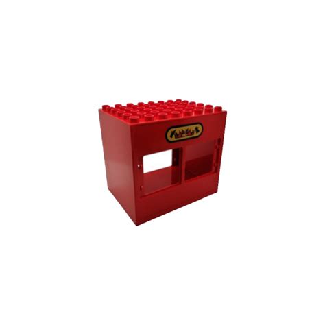 Duplo Red Building Block With Two Windows With Fire Station Logo Brick Owl Lego Marketplace