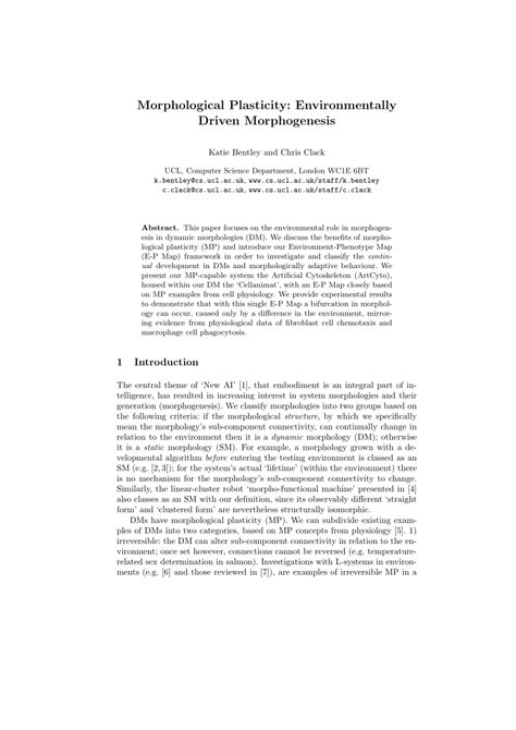 Pdf Morphological Plasticity Environmentally Driven Morphogenesis