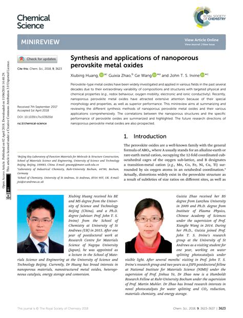 Pdf Synthesis And Applications Of Nanoporous Perovskite Metal Oxides