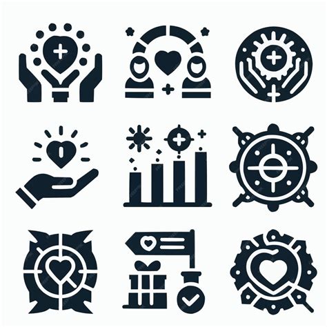 Core Values Solid Icon Set Vector Graphic Glyph Style Pictogram Package