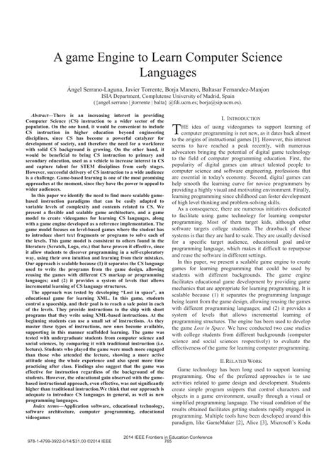 Pdf Building A Scalable Game Engine To Teach Computer Science Languages