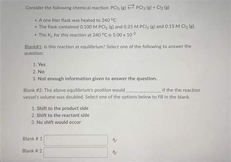 Solved Consider The Following Chemical Reaction PCl5 Chegg Com