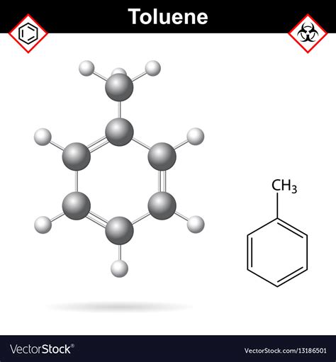 Toluene Organic Solvent Chemical Structure Vector Image