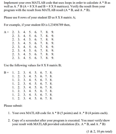 Solved Implement Your Own Matlab Code That Uses Loops In
