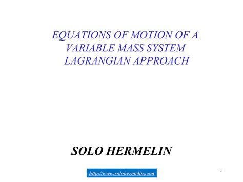 Equation Of Motion Of A Variable Mass System3 Ppt