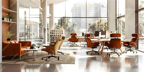 Premium Photo Versatile Open Office Space With Movable Furniture For Dynamic Team