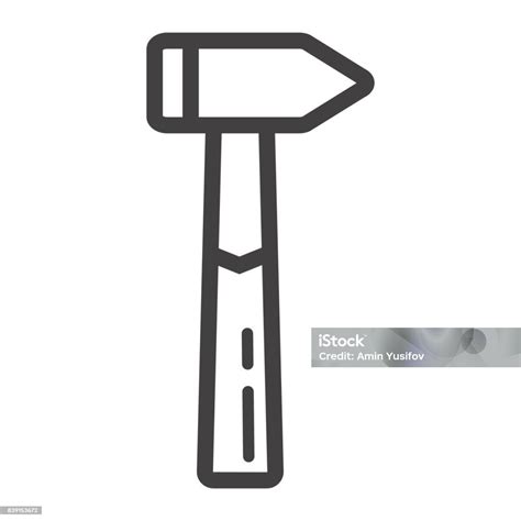 망치 선 아이콘 빌드 및 수리 도구 기호 벡터 그래픽 흰색 배경 Eps 10에 선형 패턴 가득 찬에 대한 스톡 벡터 아트 및 기타 이미지 Istock